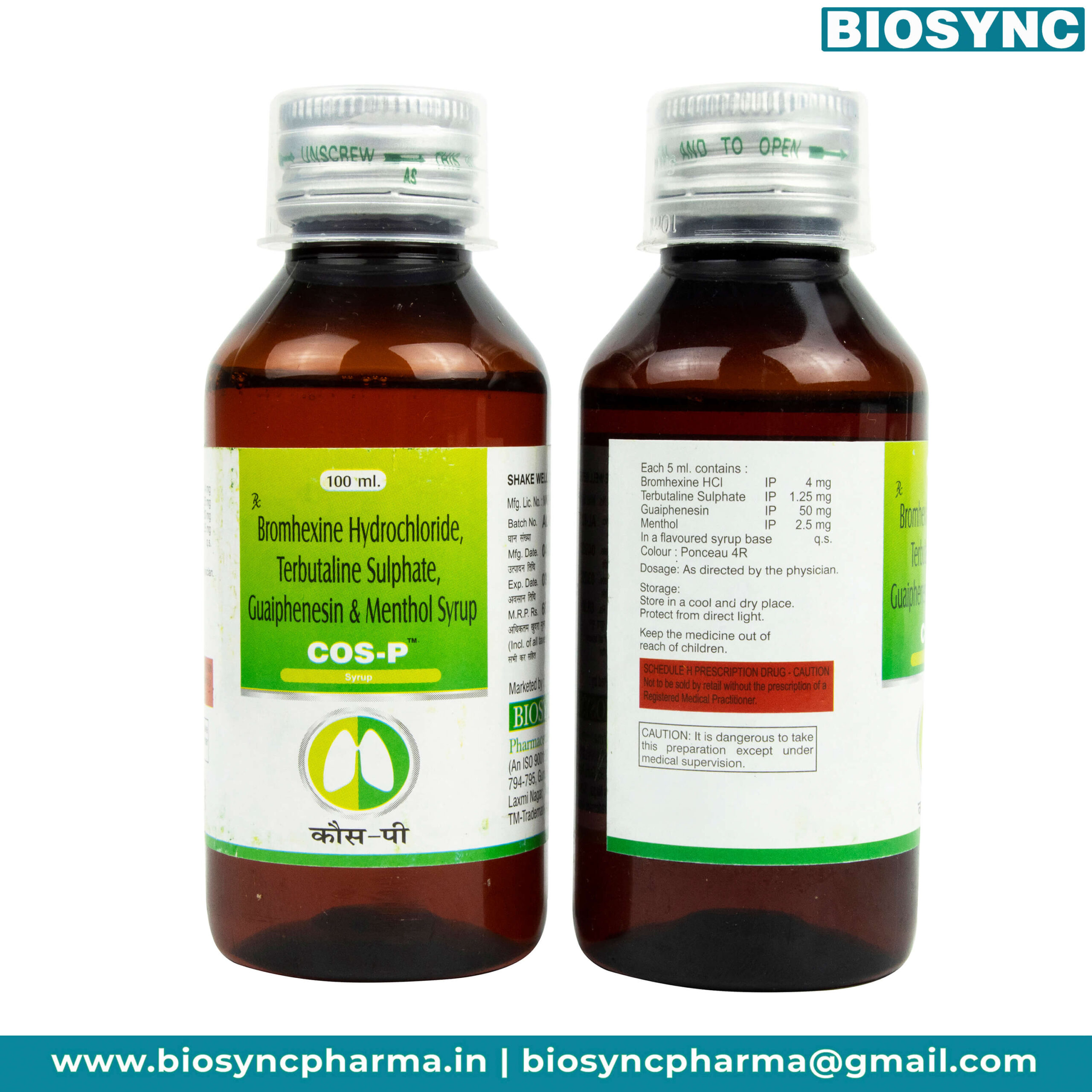 Bromhexine HCI, Terbutaline Sulphate, Guaiphenesin & Menthol Syrup ...
